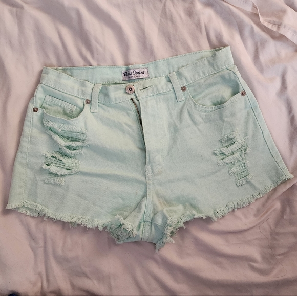 Bleu Jeans | Shorts | Bleu Jeans Women L Distressed Mint Pastel Pocket ...